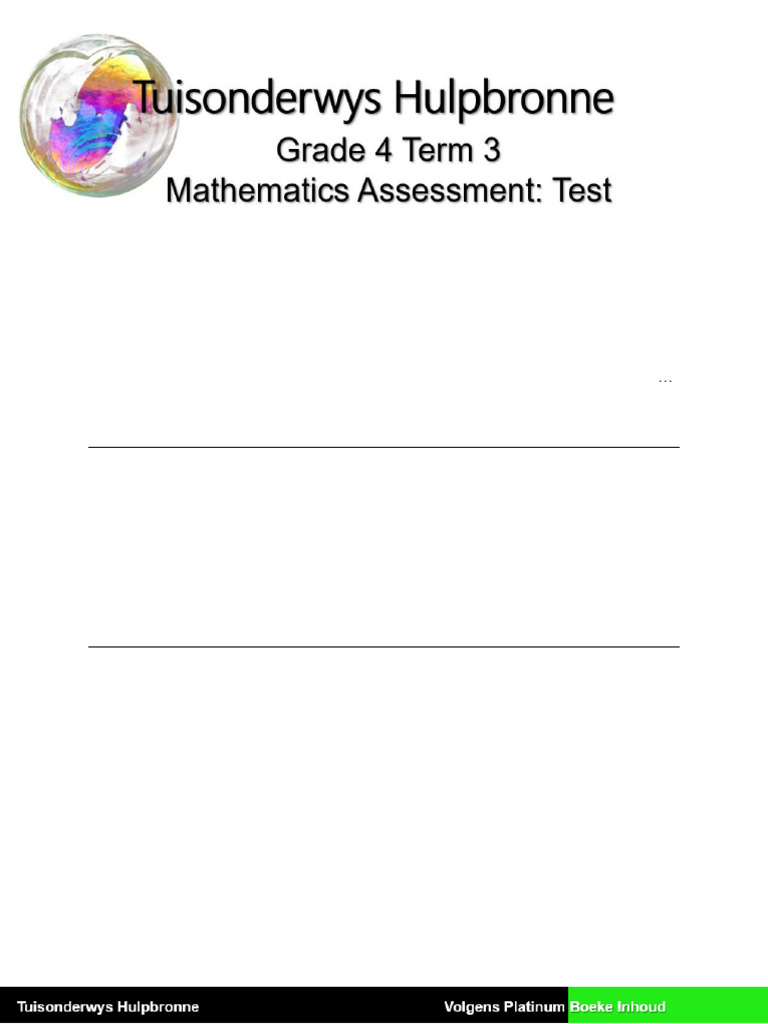 Grade 4 Math Test | PDF | Mathematics