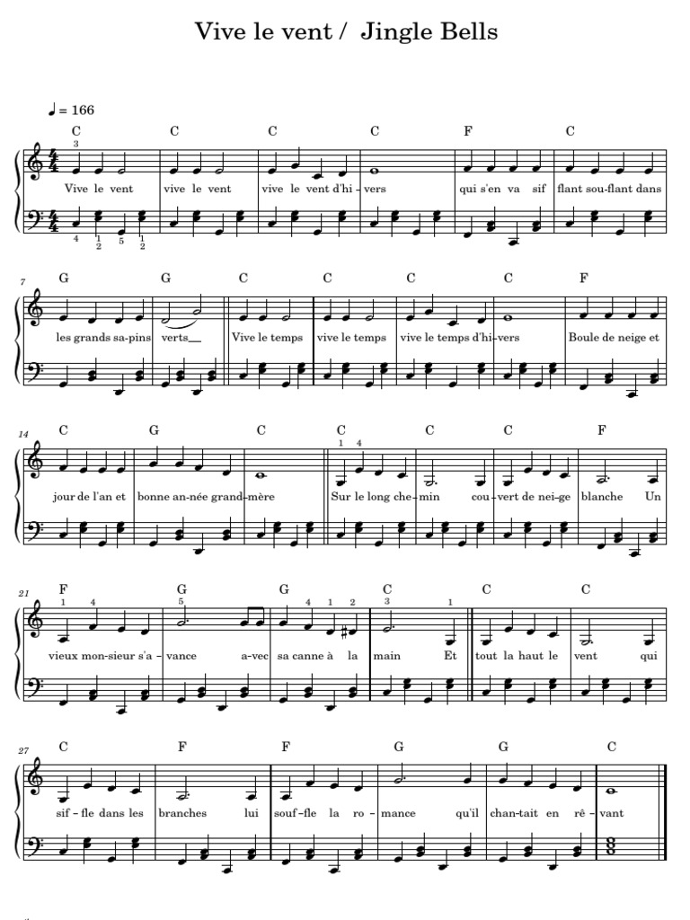Paroles de "Vive le vent" et "Jingle Bells" | PDF | Chansons ...