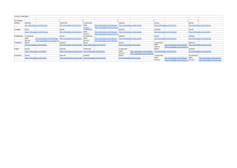 CLASS 7D TIMETABLE (1) | PDF