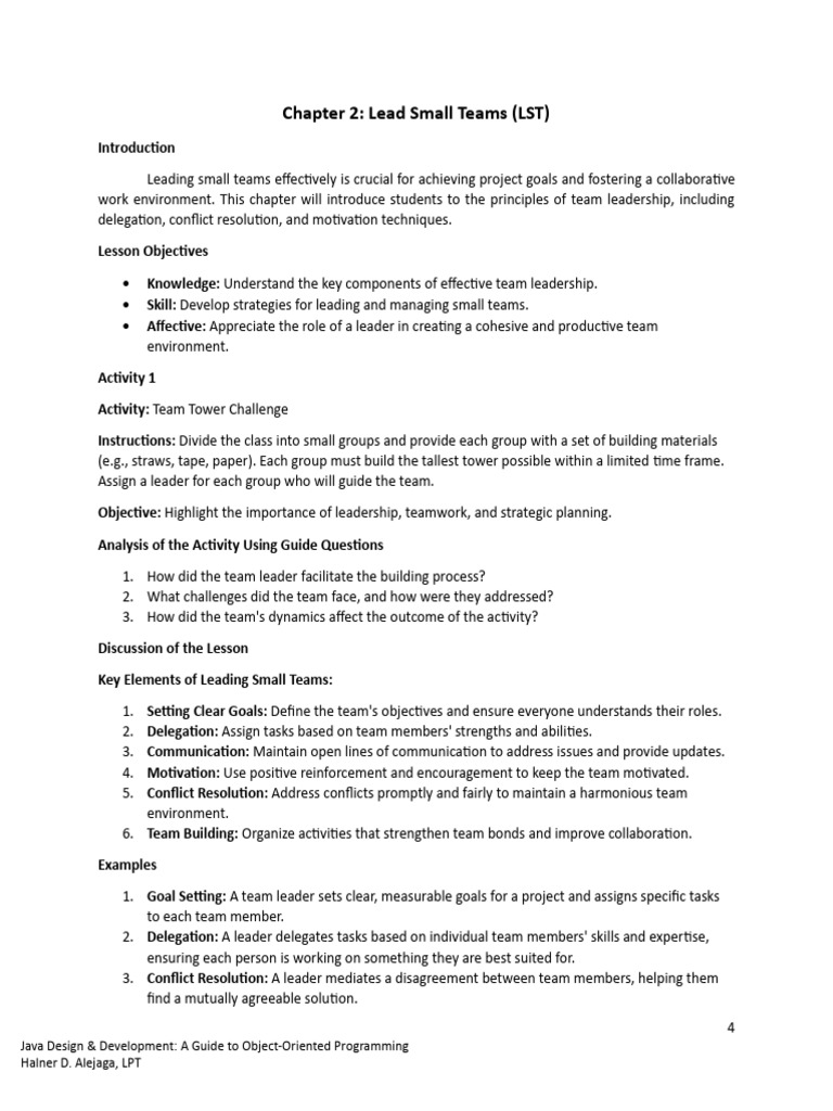 Lesson 2 - Lead Small Teams LST | PDF | Leadership | Business