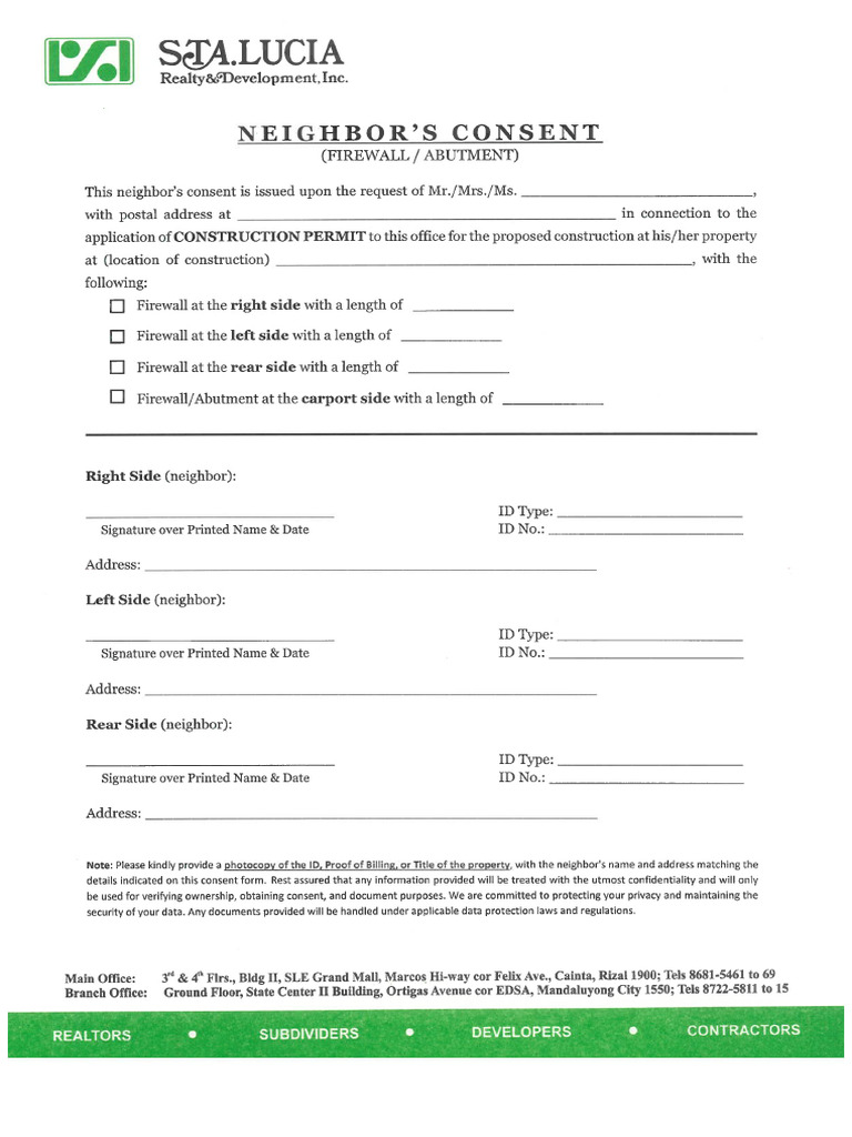 Neighbors Consent Form | PDF