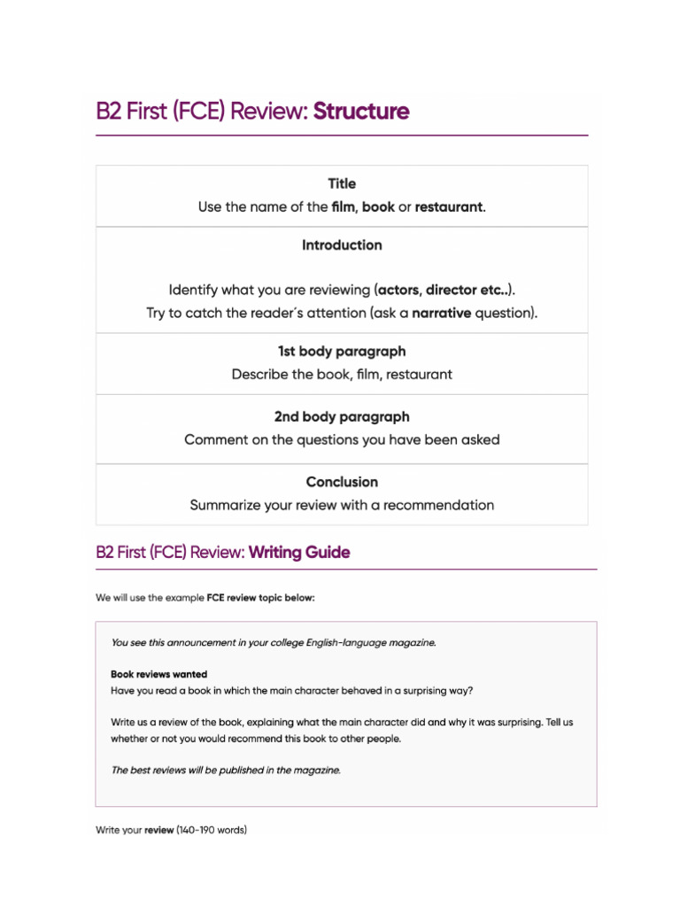 B2 Review Writing | PDF