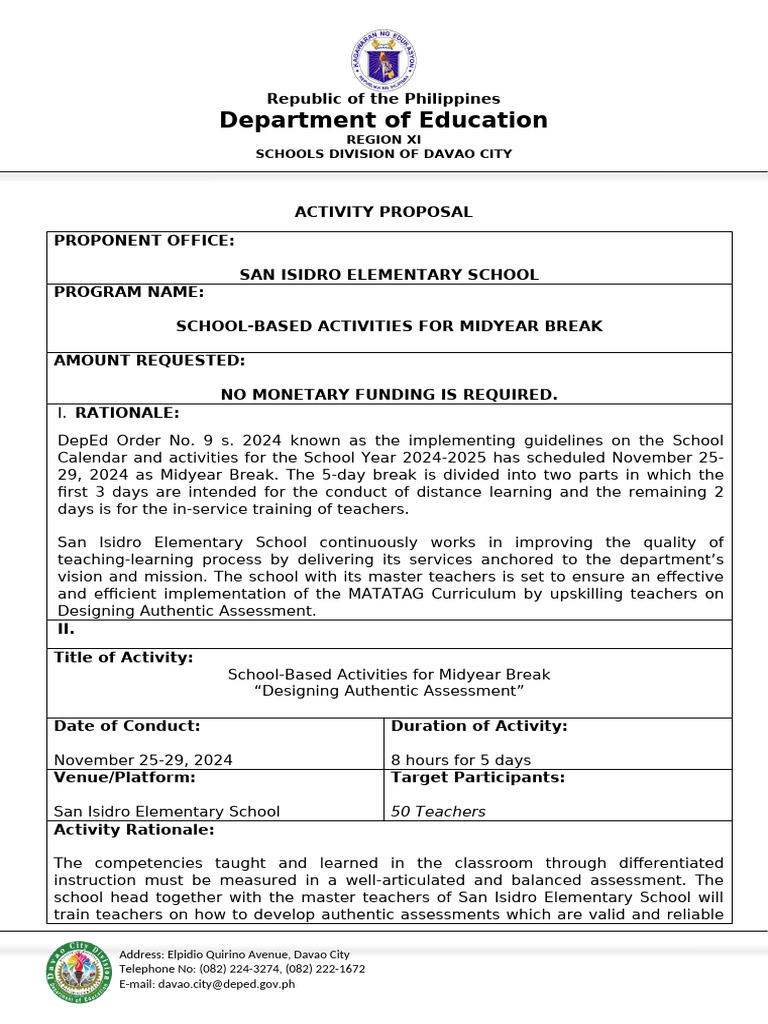 Activity-Proposal - Sies 2024-Mpre | PDF | Teachers | Education Theory