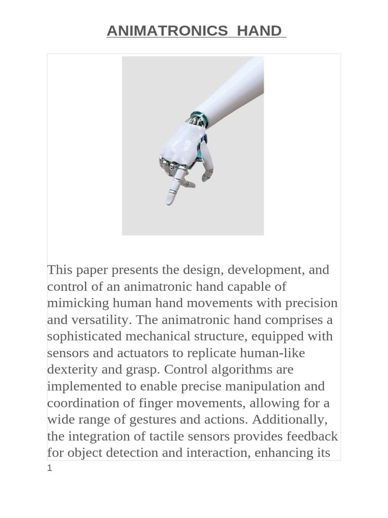 Animatronic Hand A3 Sheet | PDF