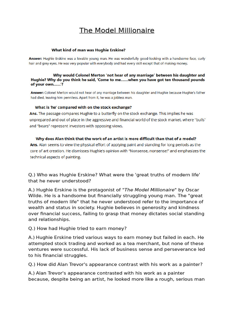 The Model Millionaire | PDF