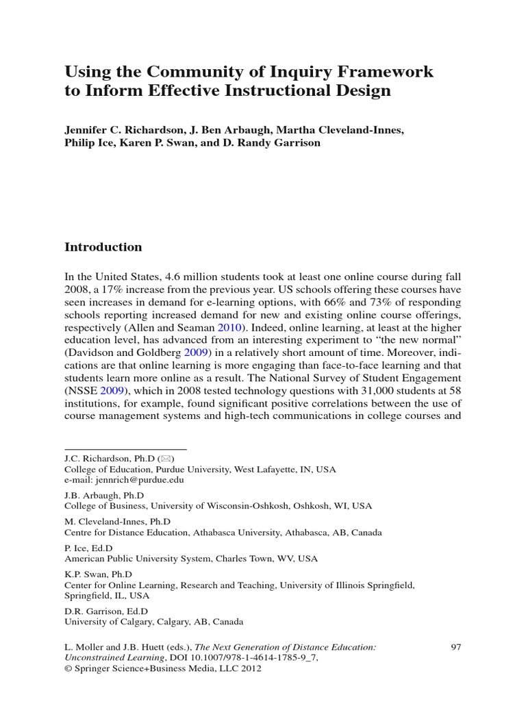 richardson2012 Using the Community of Inquiry Framework | PDF ...