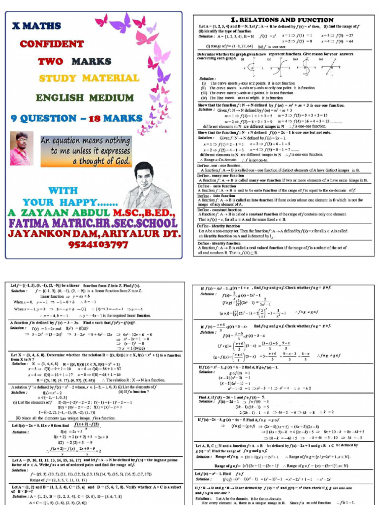 Namma Kalvi 10th Maths Important 2 Mark Questions With Answers Em 217403 | PDF