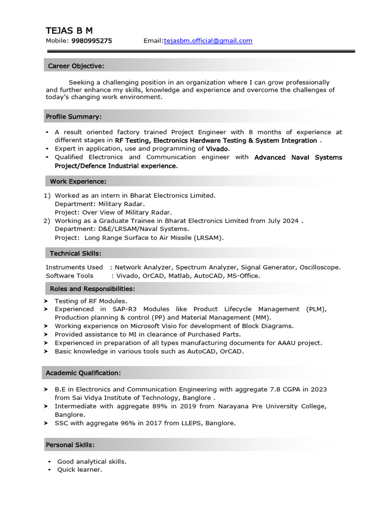 Tejas Resume | PDF