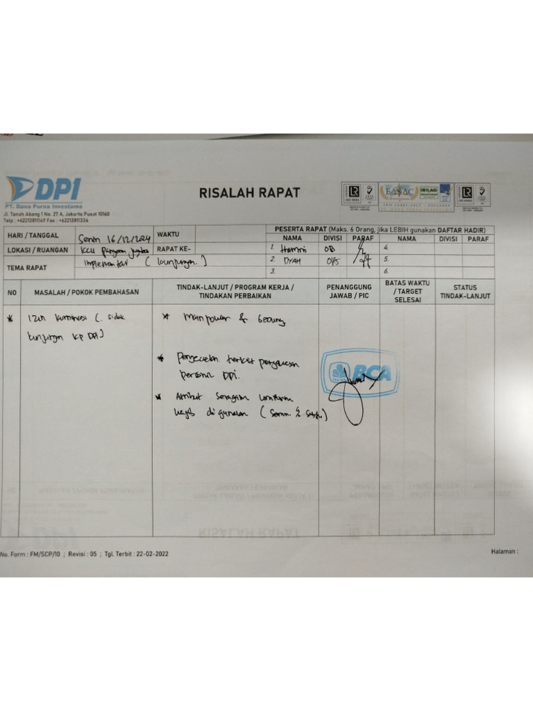 Risalah Kunjungan PDF | PDF