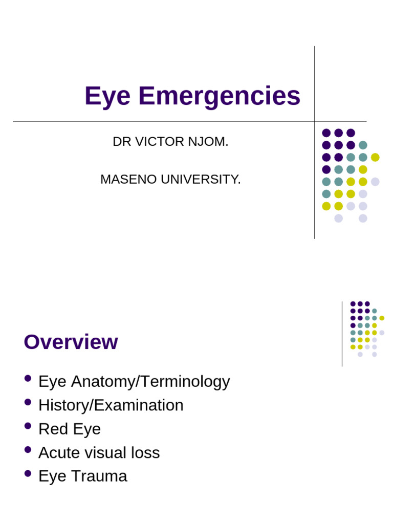 Eye Emergency | PDF | Glaucoma | Cornea