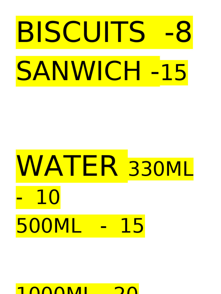 Food Label With Price | PDF