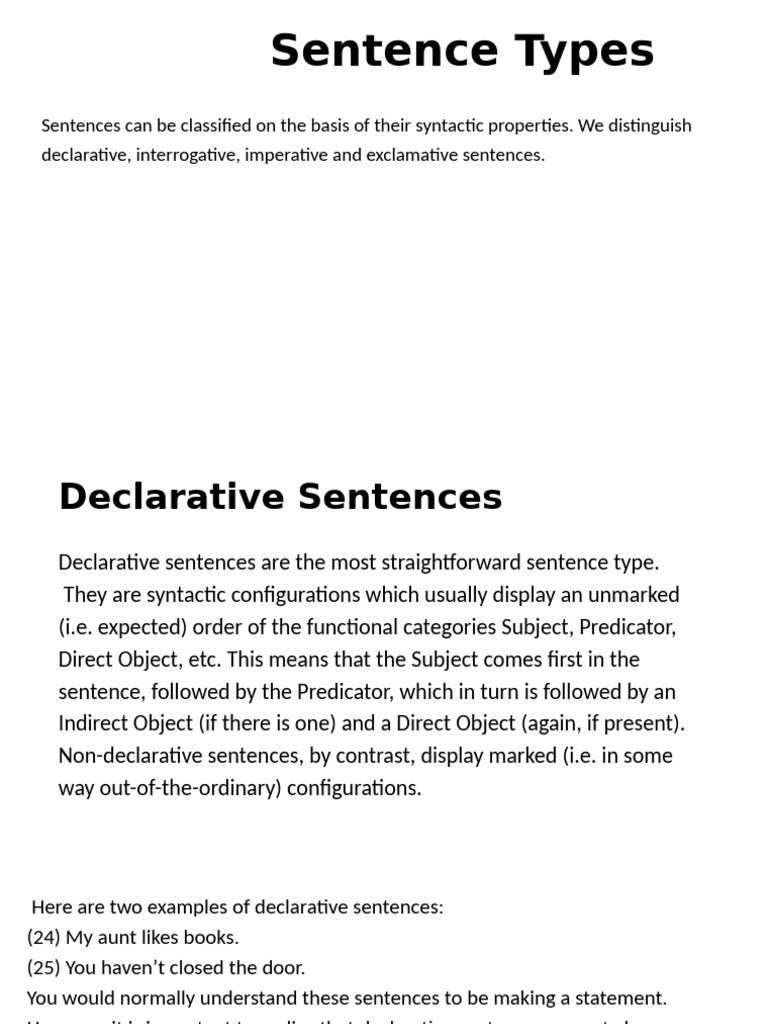 Types of Sentences Explained | PDF | Question | Sentence (Linguistics)