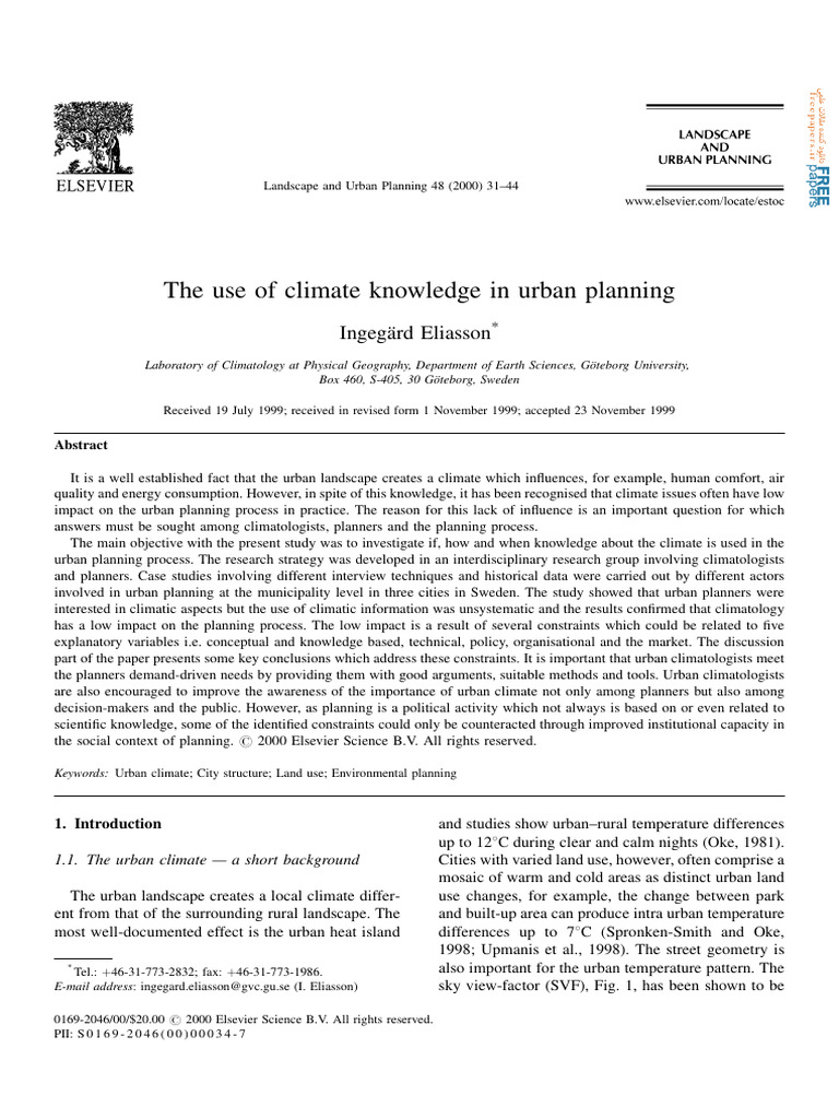 The Urban Climate As A Parameter For Urban Development | PDF ...