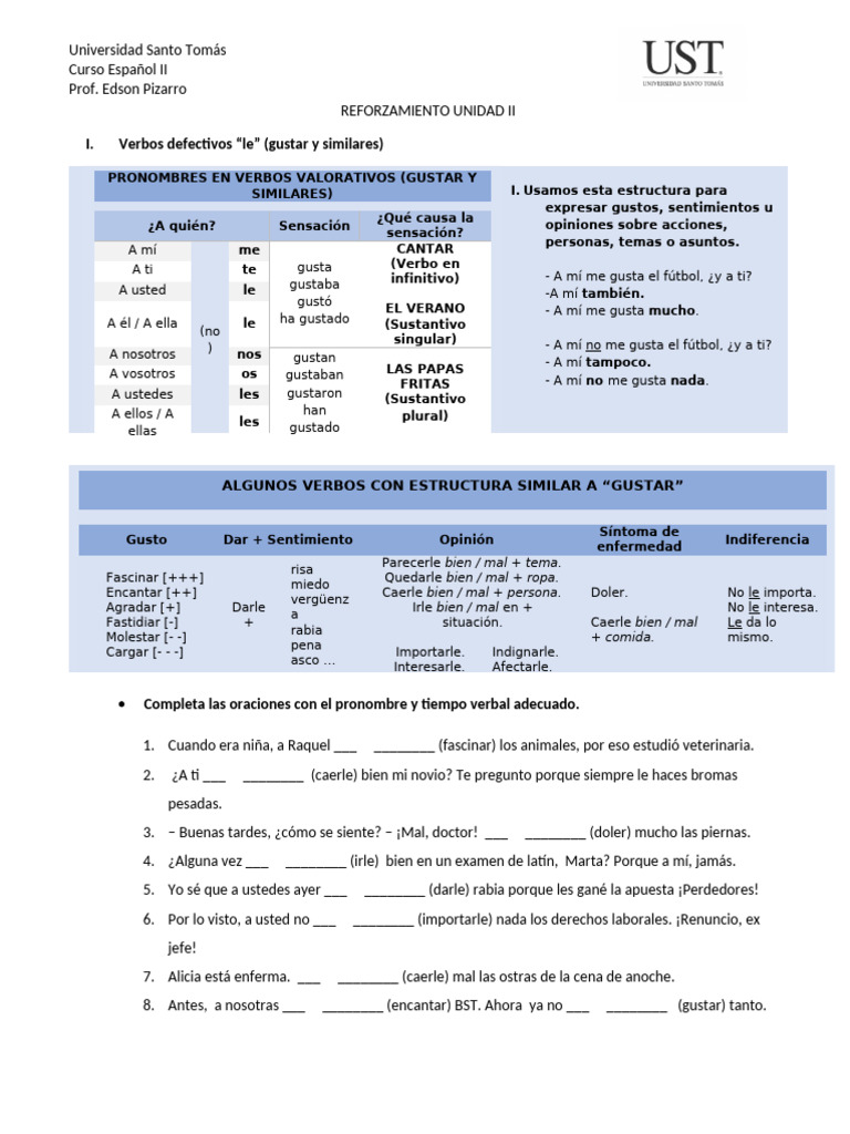 Ejercicios PR Ctica Gustar y Reflexivos | PDF | Tipología Lingüística | Lingüística