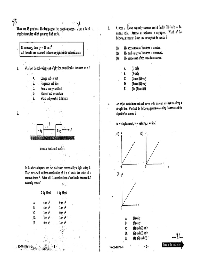 CE Physics 1995 Paper2 (E) | PDF