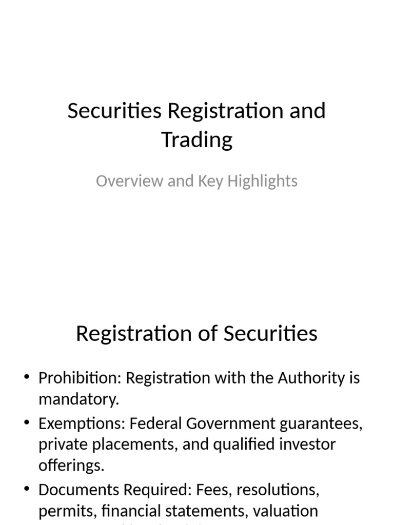 Securities Registration Dashboard | PDF