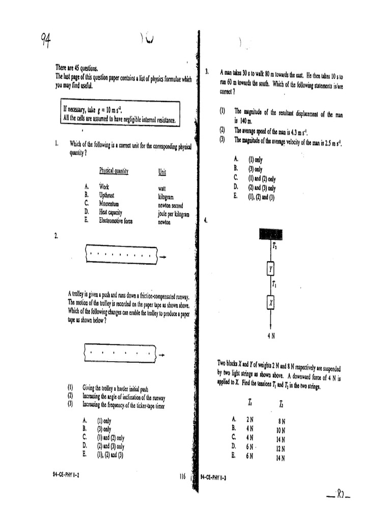 CE Physics 1994 Paper2(E) | PDF