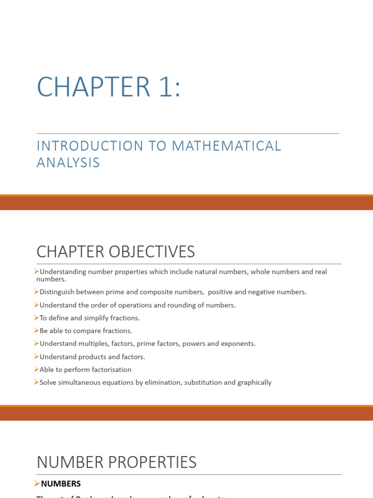 Chapter 1 - Introduction To Mathematical Analysis | PDF | Numbers | Algebra