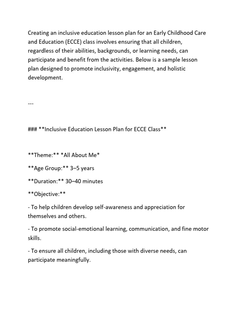 Inclusive Education Lesson Plan | PDF | Gesture | Learning