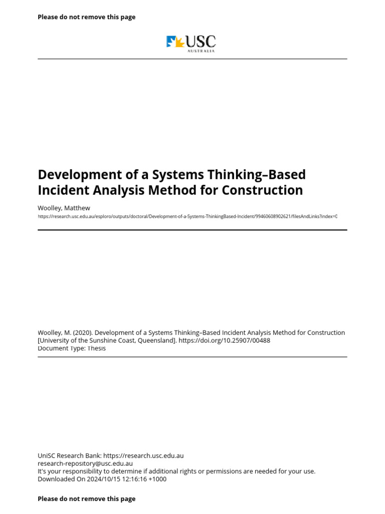 Development of A Systems Thinking-Based Incident Analysis Method For Construction | PDF ...