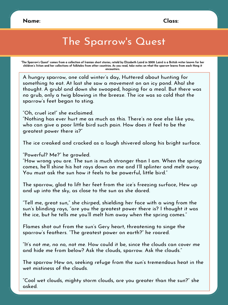 The Sparrow's Quest by Elizabeth Laird 2009 | PDF