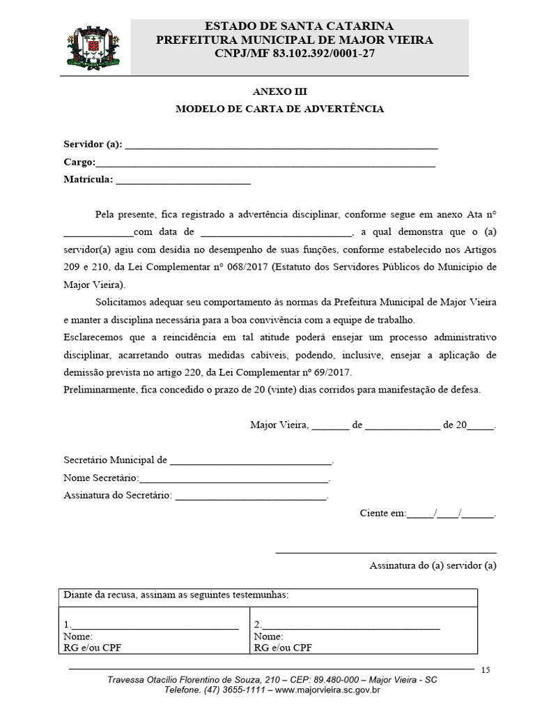 Modelo de Carta de Advertencia | PDF