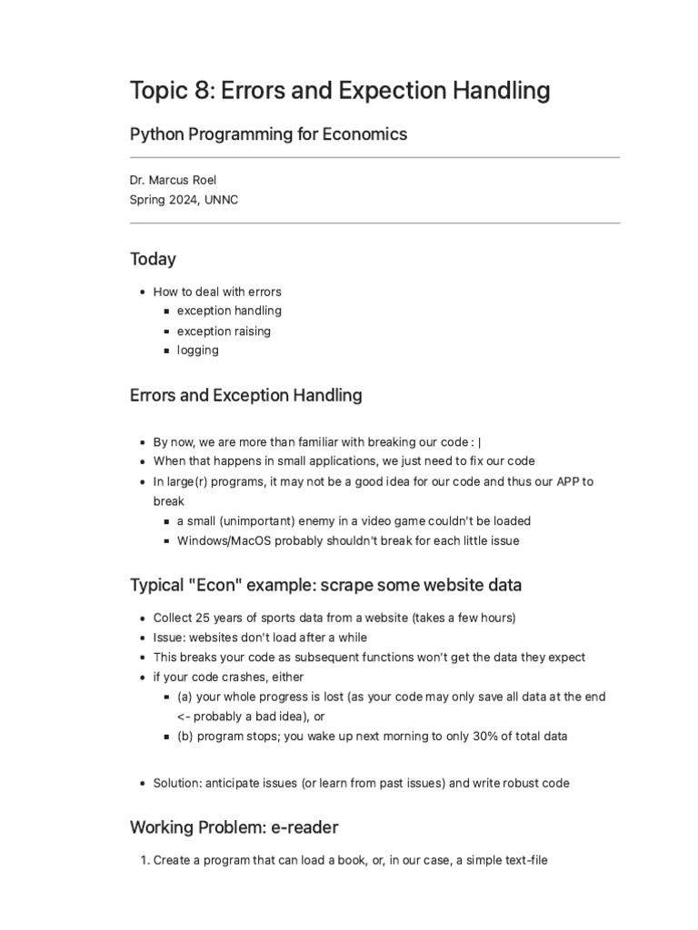 Topic 8 Errors and Expection Handling | PDF | The Lord Of The Rings ...