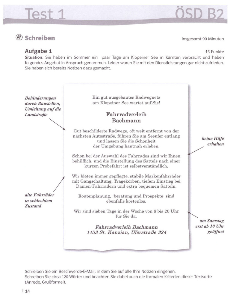 Schreiben Teil 1 Aufgabe 2 | PDF