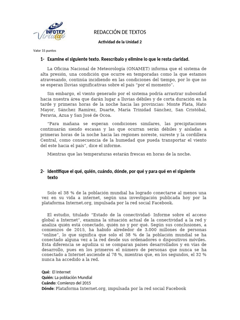 Redacción y análisis de textos informativos | PDF | Nutrición | Dieta y ...