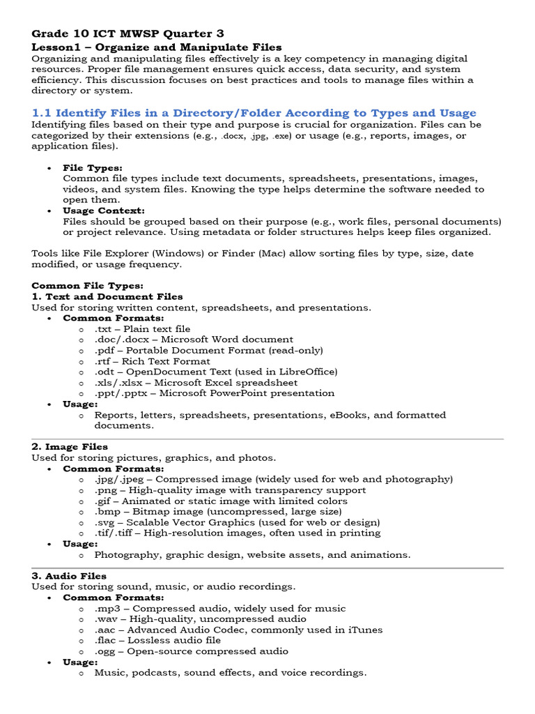 Grade 10 ICT MWSP Quarter 3 | PDF | Computer File | Data Compression