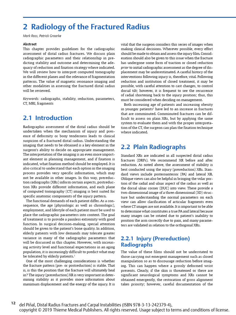 (2019) Radiology of The Fractured Radius IFSSH Ed. Pinal - Ross and ...