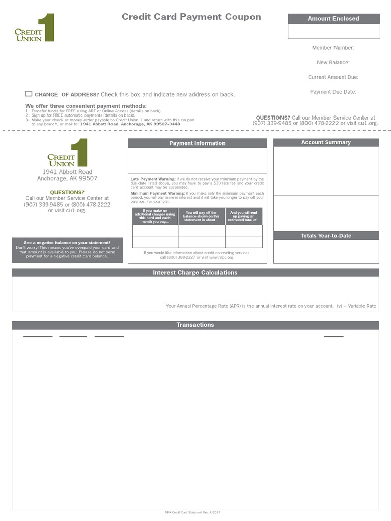 Credit Union 1 Payment Options | PDF | Credit Card | Annual Percentage Rate