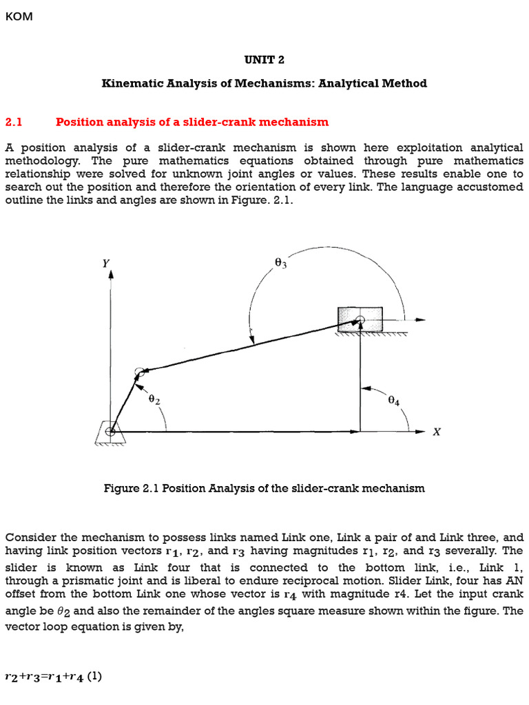 unit-2-kinematic-analysis-of-mechanisms-analytical-method-3 | PDF | Acceleration | Euclidean Vector