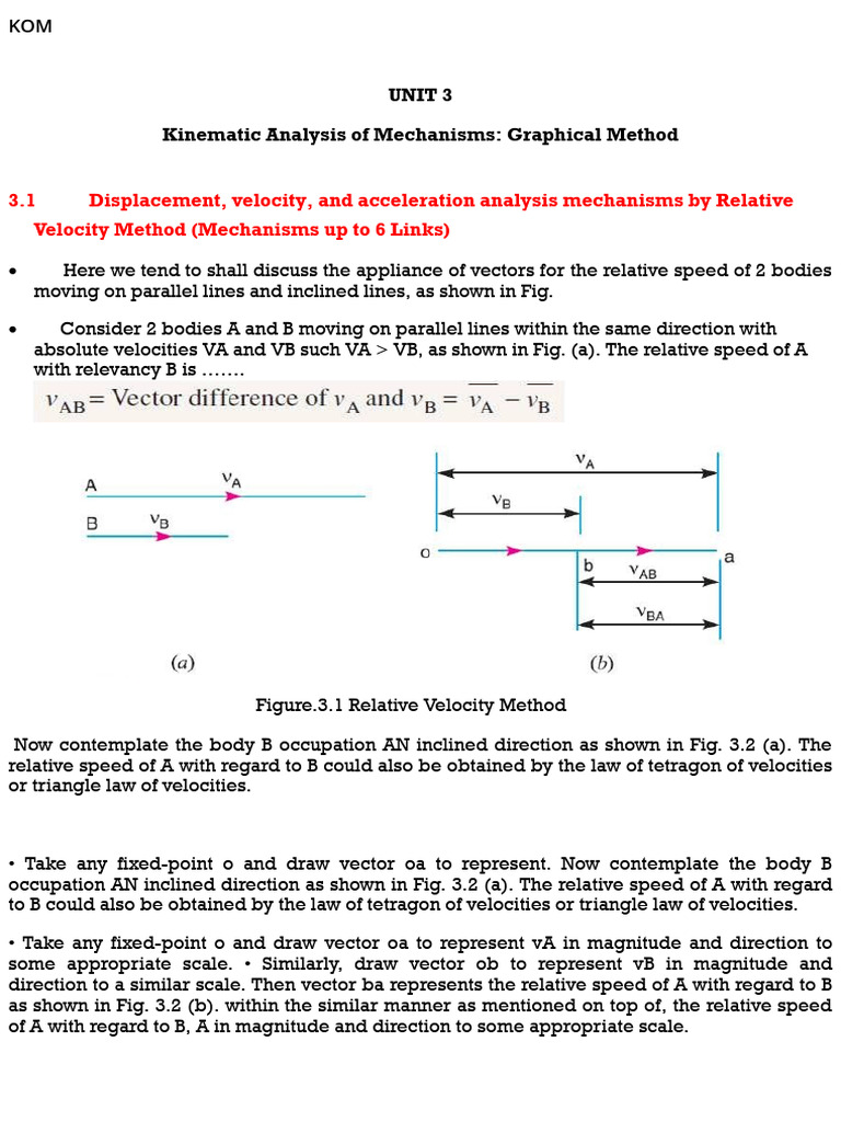 Unit 3 Kinematic Analysis of Mechanisms Graphical Method 3 | PDF | Acceleration | Velocity