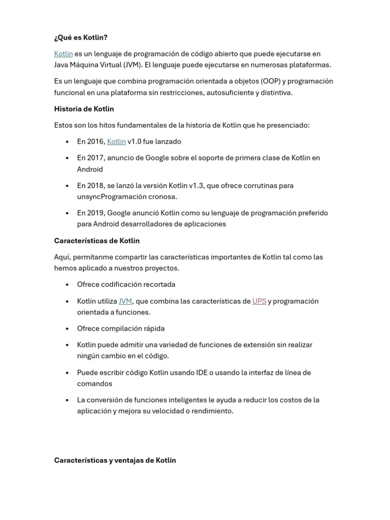 Qué Es Kotlin | PDF | Java (lenguaje de programación) | Lenguaje de ...