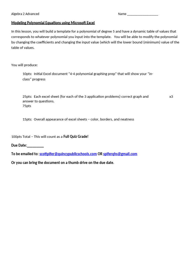Modeling Polynomial Spreadsheet Activity | PDF | Rain | Precipitation