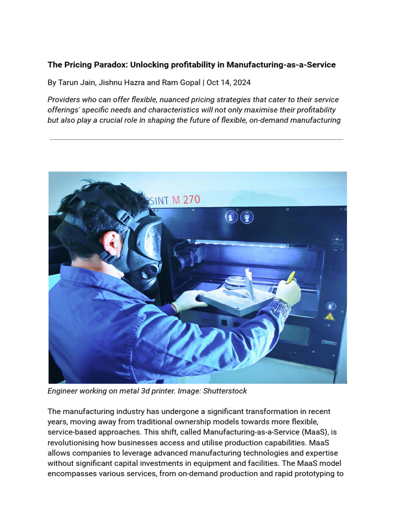 MaaS-game-changer-future-manufacturing | PDF | Pricing | 3 D Printing