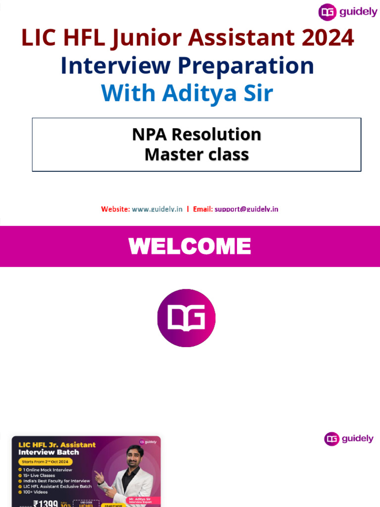 NPA & Recovery Process Master Class-1738593861504 | PDF | Loans ...