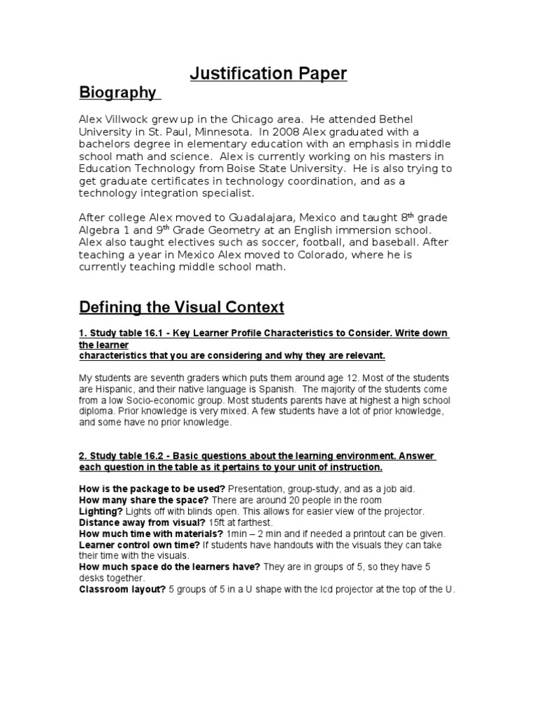 Justification Paper | PDF | Educational Technology | Instructional Design