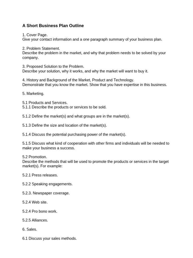 A Short Business Plan Outline | PDF | Loans | Business