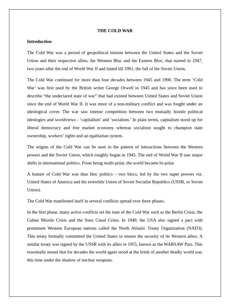 The Cold War | PDF | Cold War | Aftermath Of World War II