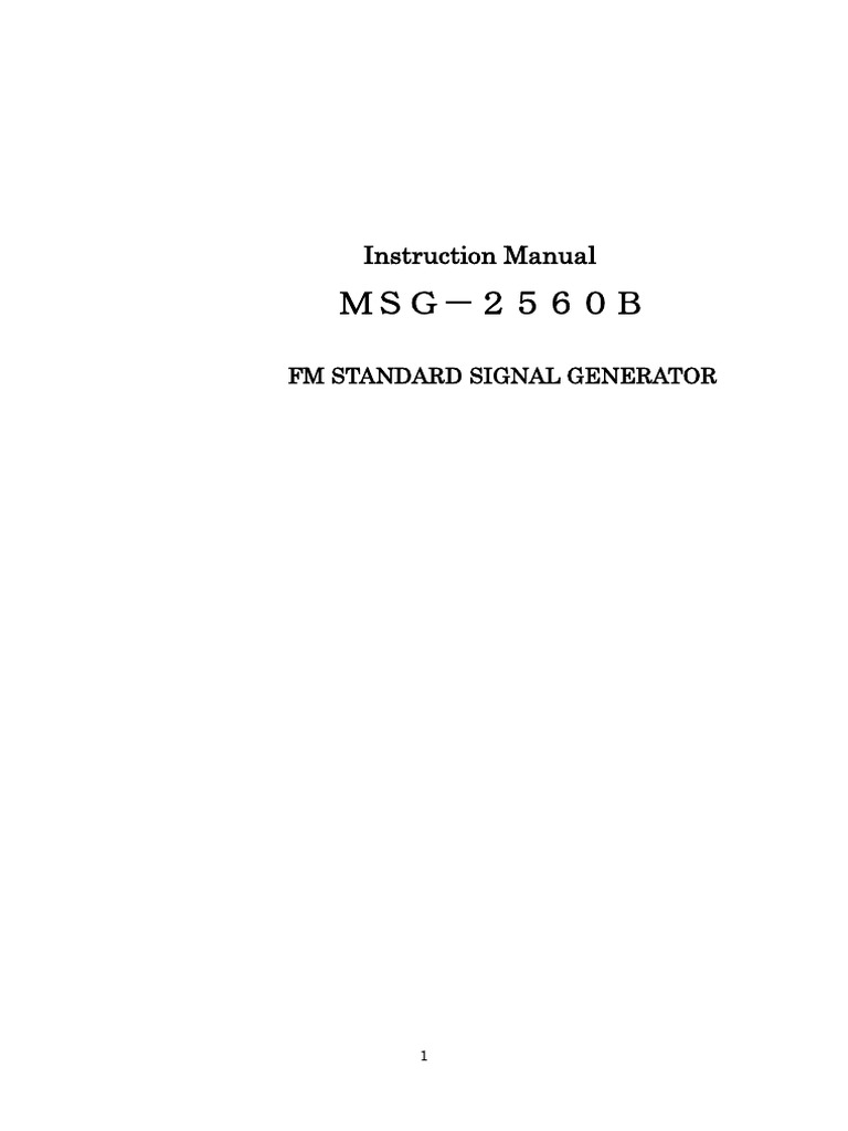 Meguro msg-2560b FM Standard Signal Generator Instruction Manual2 | PDF | Frequency Modulation ...