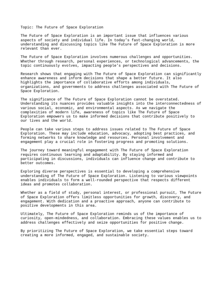 The Future of Space Exploration | PDF | Learning