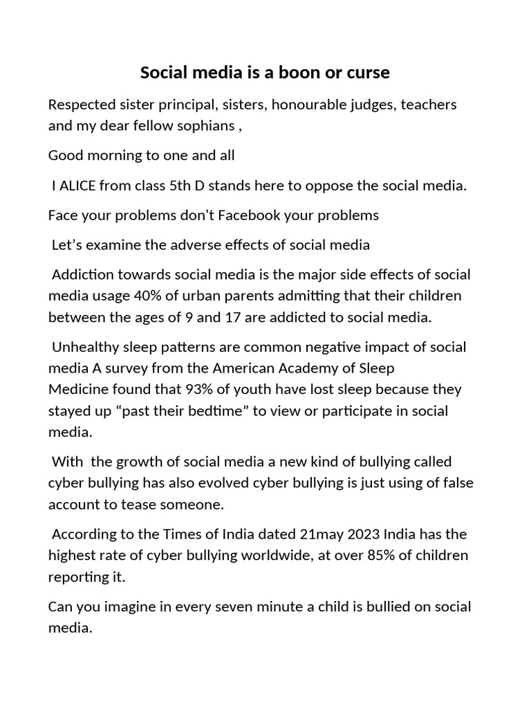 Social Media Is A Boon or Curse. | PDF