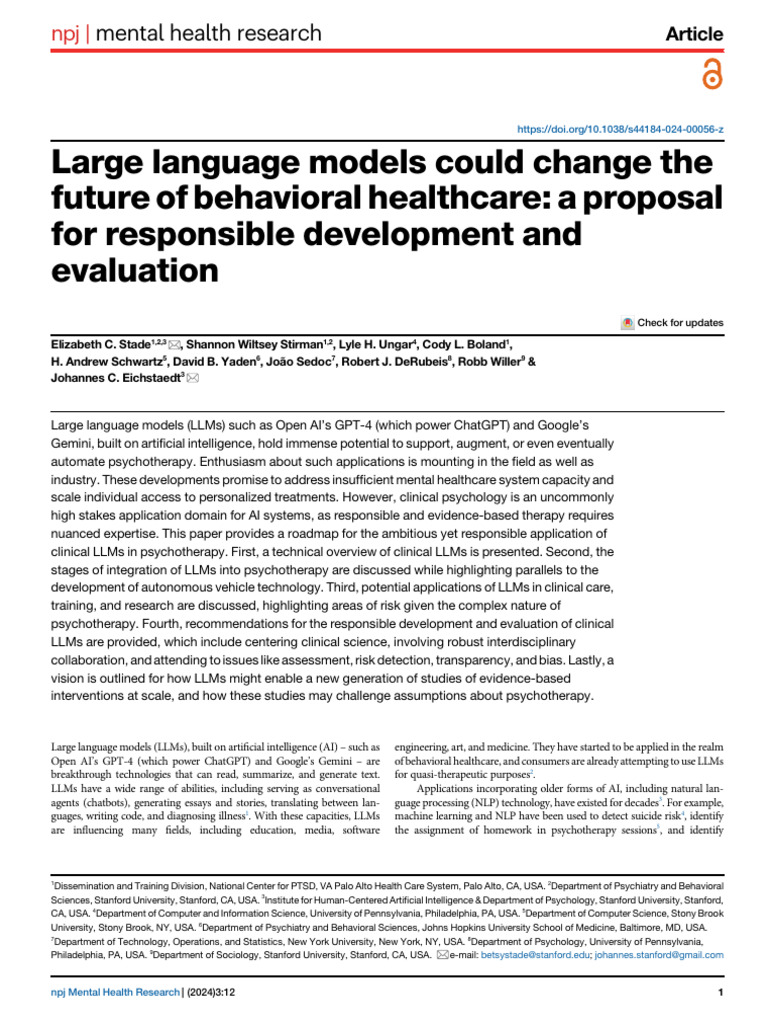 Proposals For LLM Implementations | PDF | Psychotherapy | Artificial ...