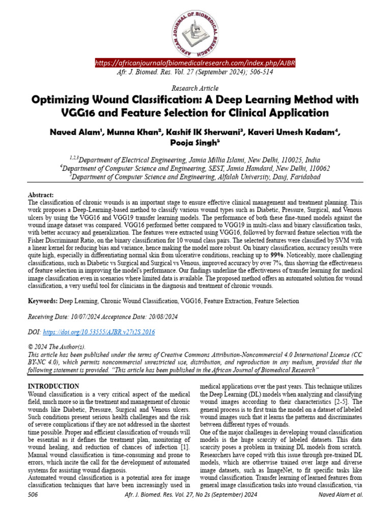 IJ-1107 Volume 27 Special Issue 2 September (2024) African Journal of Biomedical Research | PDF ...