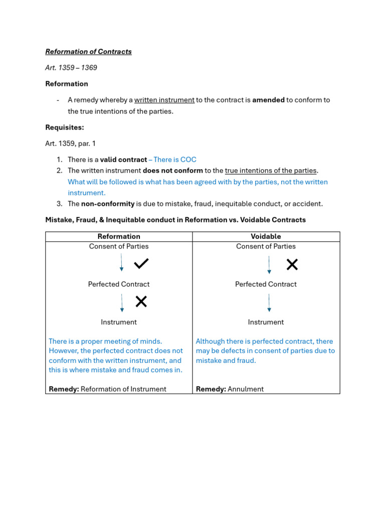 Reformation of Contracts | PDF | Deed | Property Law