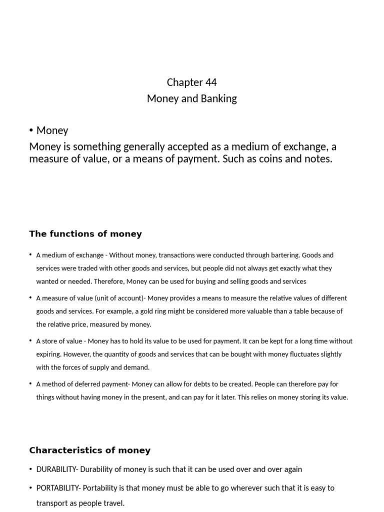Money Chapter 44 | PDF | Money | Banks