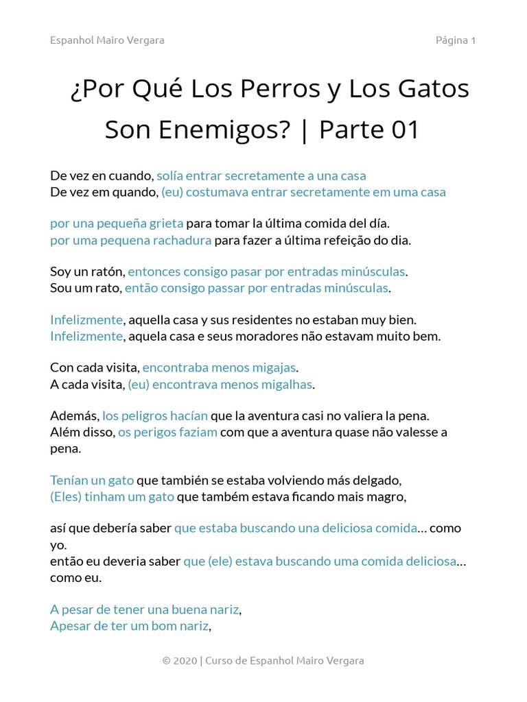 PDF ¿Por Qué Los Perros y Los Gatos Son Enemigos - Parte 01 | PDF