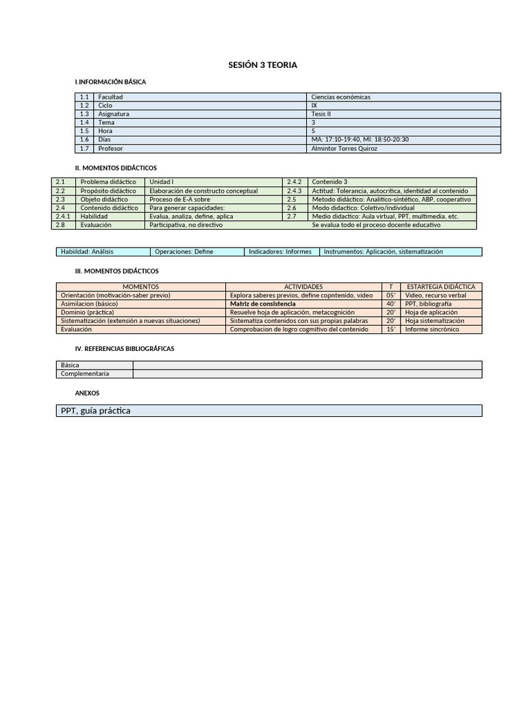 Sesion Aprendizaje 3 Tii | PDF | Maestros | Pedagogía
